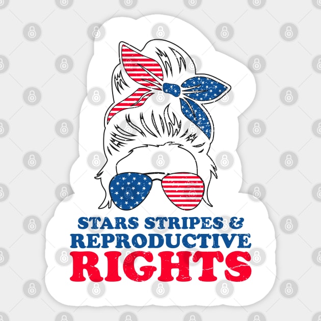 Retro Messy Bun Pro Choice Stars Stripes Reproductive Rights ...