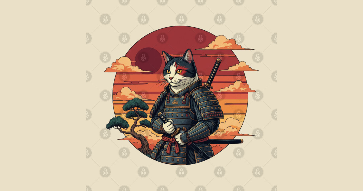 Samurai Cat For Cat Lovers - Cat - T-Shirt | TeePublic