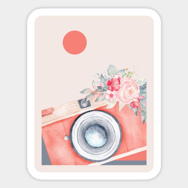 Watercolor Floral Vintage Camera - Vintage Floral - Sticker | TeePublic