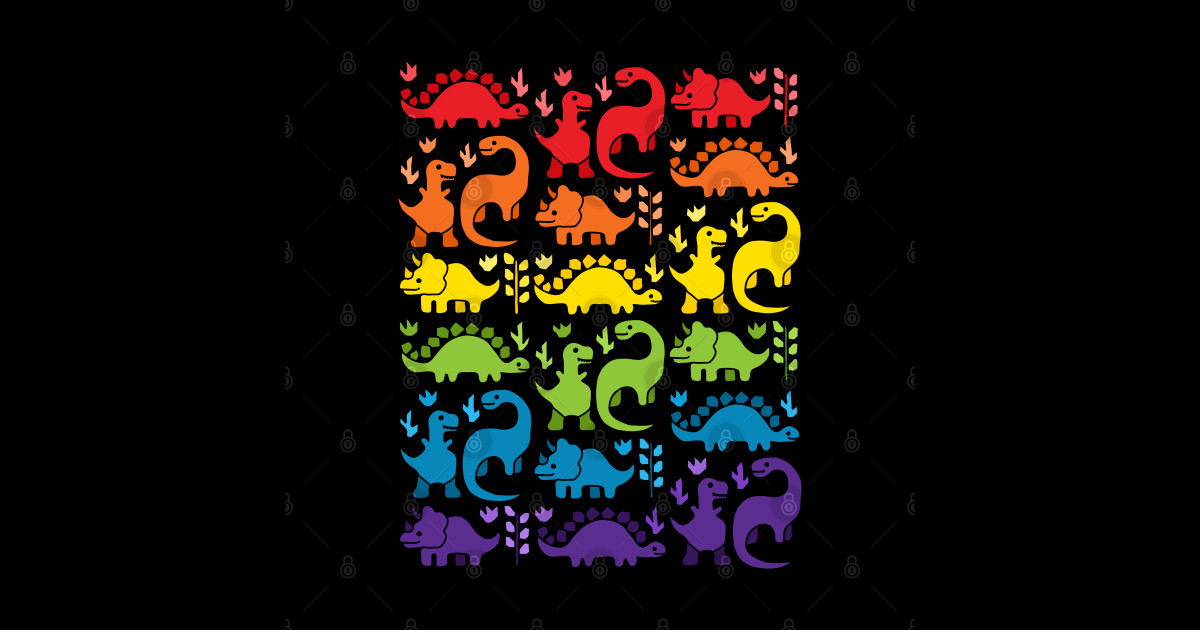 Rainbow Dinosaurs - Dinosaurs - Sticker | TeePublic