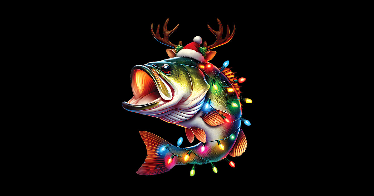Merry Fishmas Santa Fishing Lovers Christmas - Merry Fishmas - Sticker ...