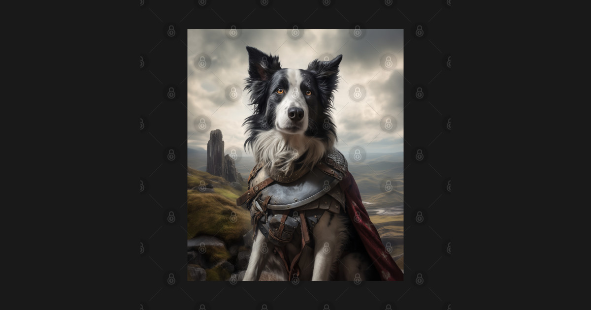 Gallant Border Collie - Medieval Knight - Royal Dog - T-Shirt | TeePublic