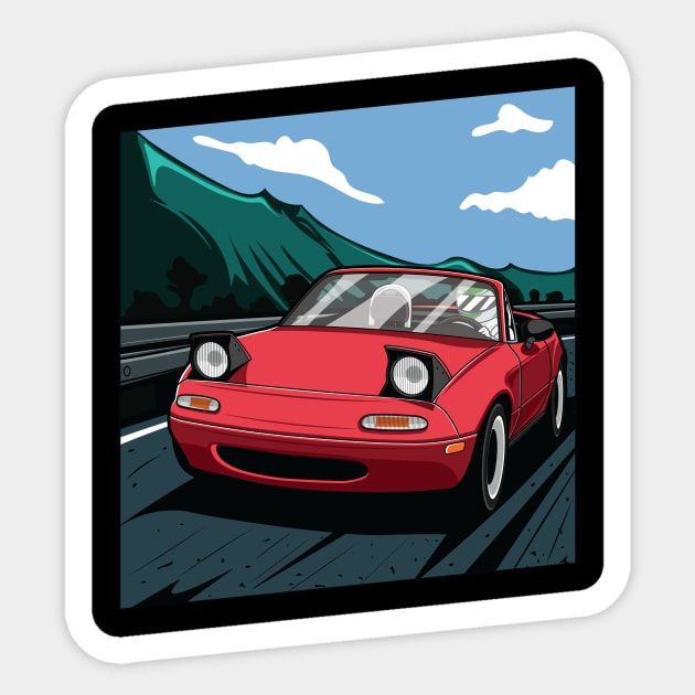 Red miata na - Miata - Sticker | TeePublic