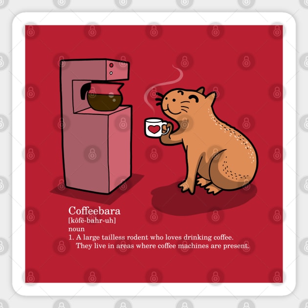 Coffeebara Cute Coffee Drinking Capybara Cartoon - Capybara - Sticker ...