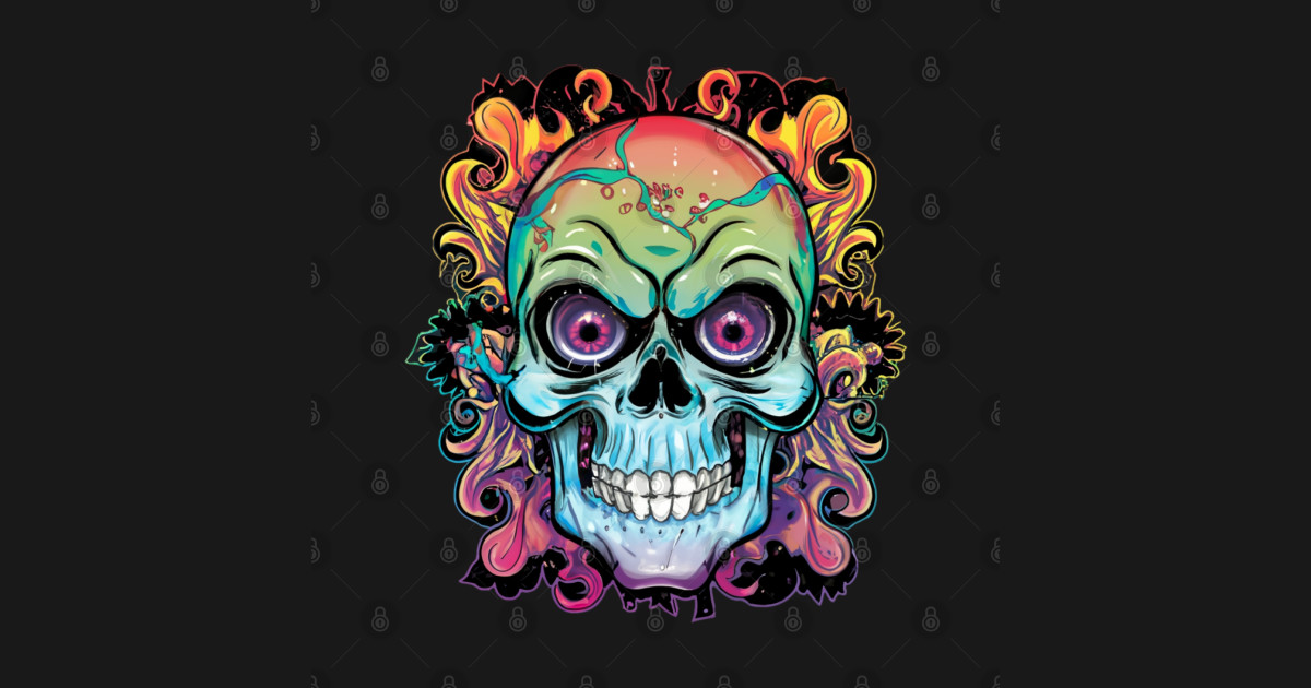 Designer Skull - Skull Art Design - T-Shirt | TeePublic