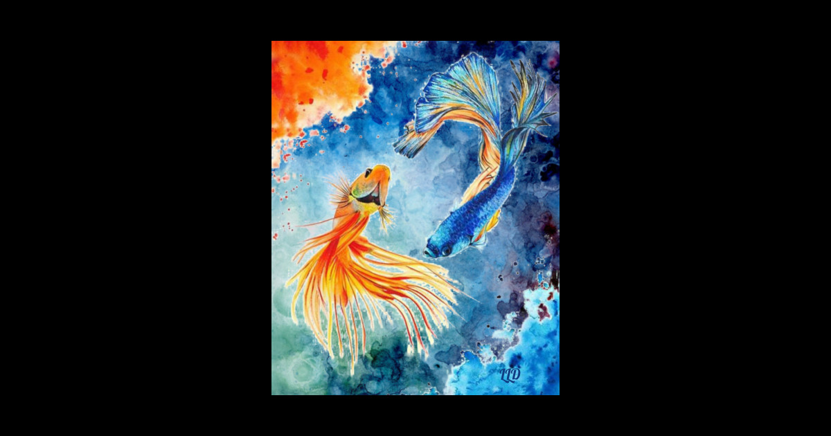 Watercolor Siamese Fighting Fish - Siamese Fighting Fish - Posters and ...
