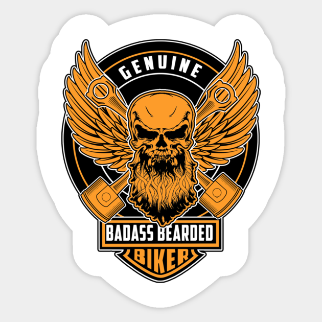 genuine badass bearded biker - Genuine Badass Bearded Biker - Sticker ...