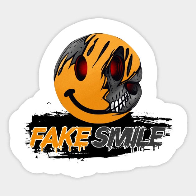 Emoticon Skull Fake Smile - Emoticons - Sticker | TeePublic