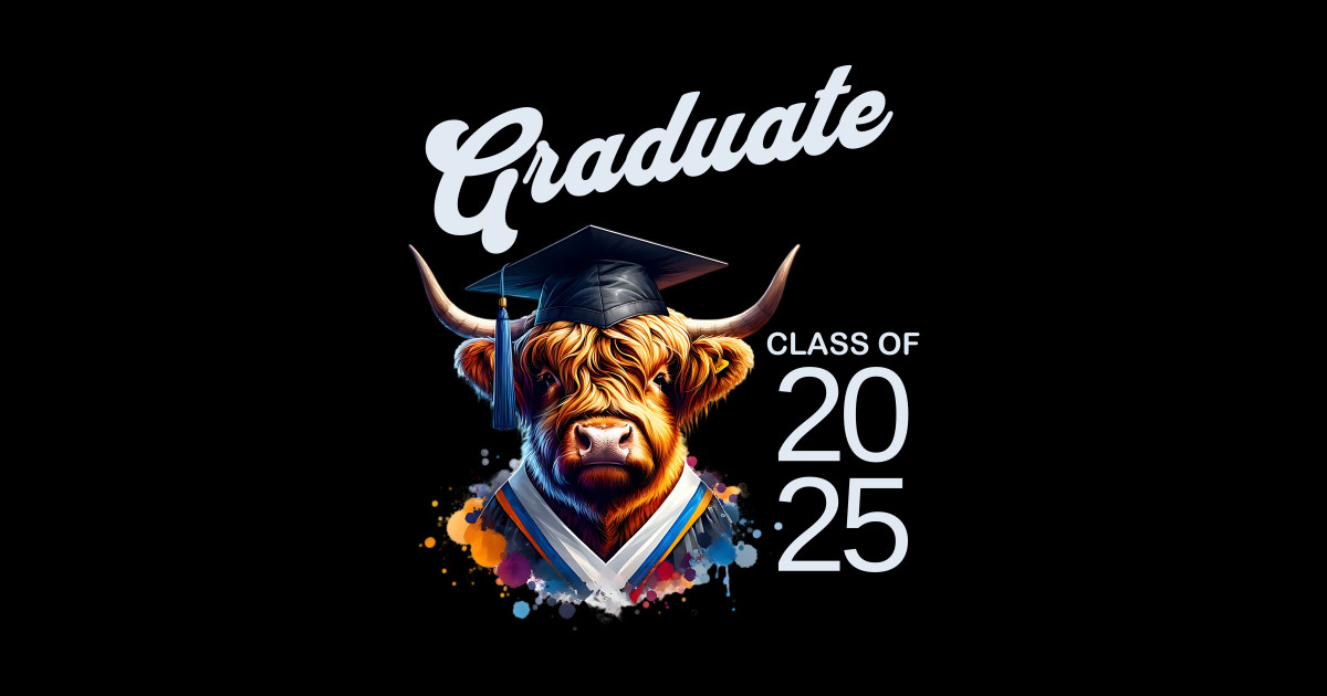 Class of 2025 Highland Cow Graduate - Graduate 2025 - Sticker | TeePublic