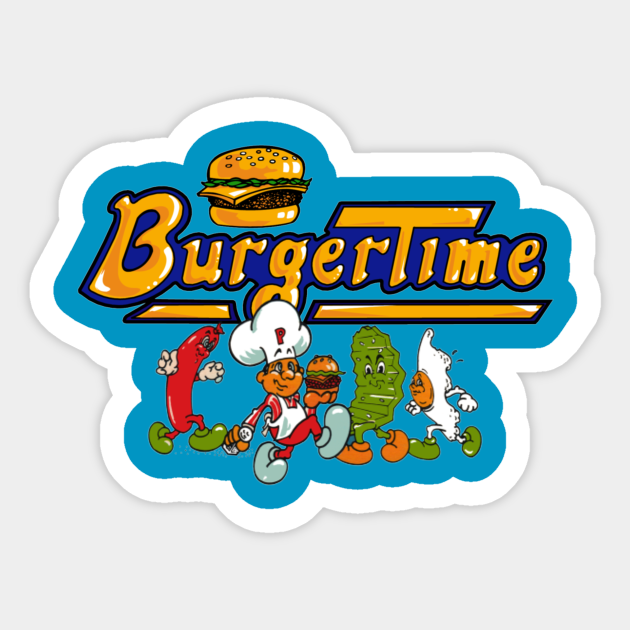 Burger Time Characters - Burger Time Logo - Sticker | TeePublic
