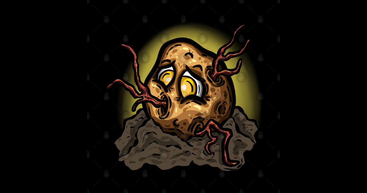 Potato Zombie Coming Out the Soil Cartoon Character - Potato - Sticker ...
