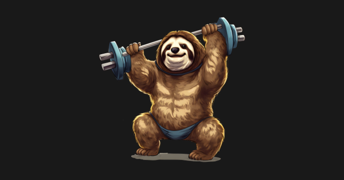 Sloths Pumping Iron - Sloth Weight Lifting - T-Shirt | TeePublic