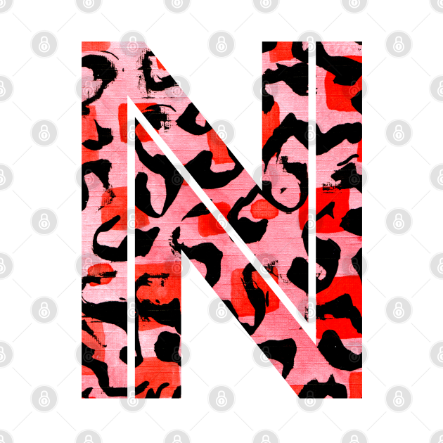 Abstract Letter N Watercolour Leopard Print Alphabet Red - Letter N ...