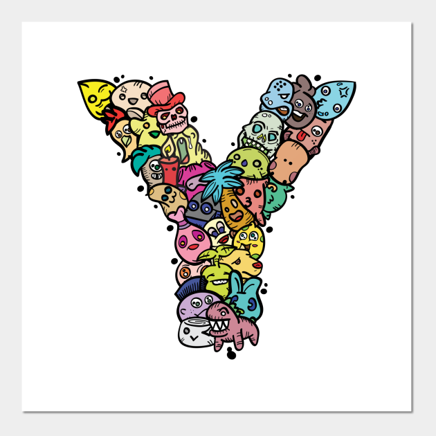 Alphabet Monster Doodle Letter Y Monogram - Monogram Y - Posters and ...