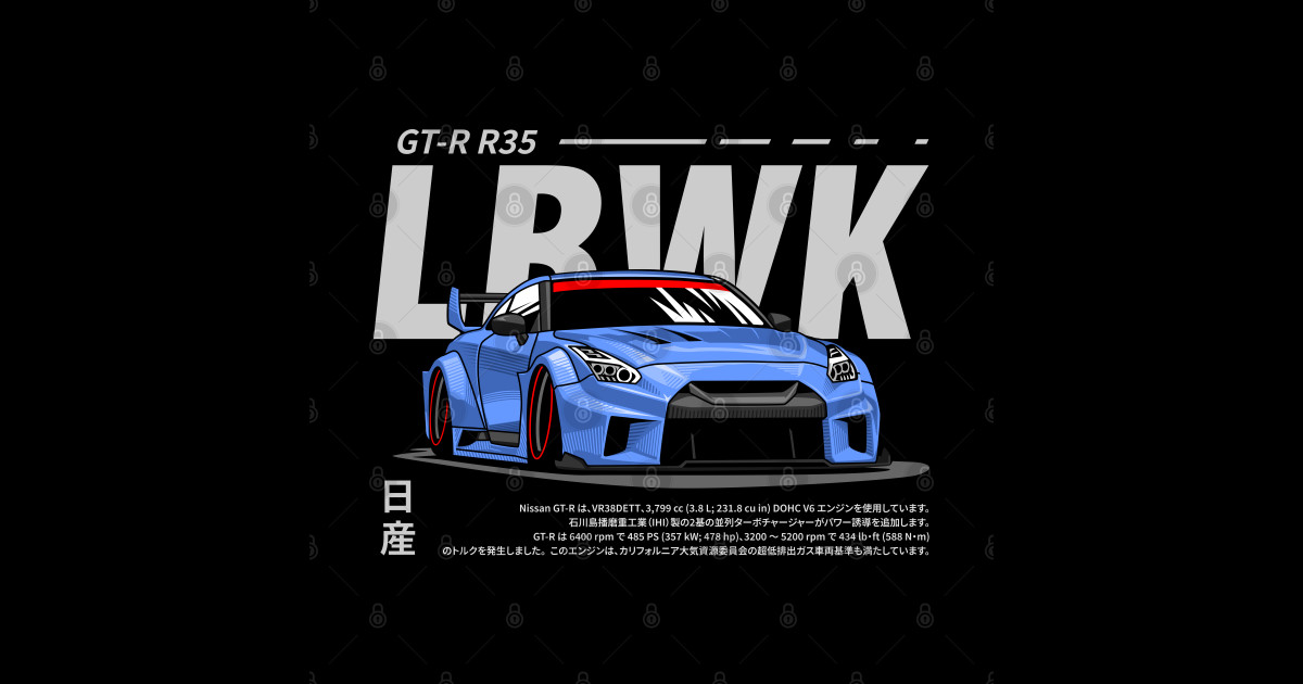 JDM car Nissan GTR R35 Blue - Jdm Car - Sticker | TeePublic