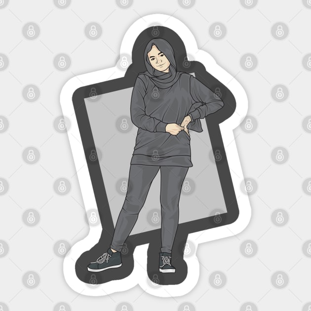 Black Outfit Hijab Girl - Beautiful Woman - Sticker | TeePublic