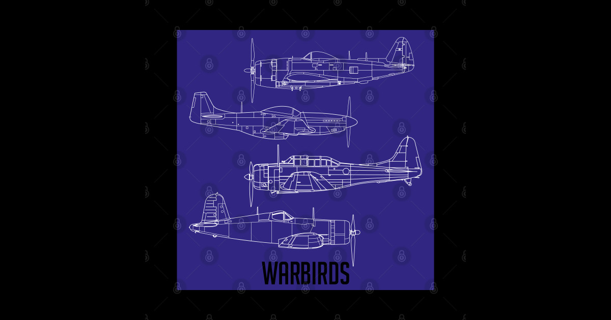 Vintage Wings: Legends in Blueprint - Warbirds - Sticker | TeePublic