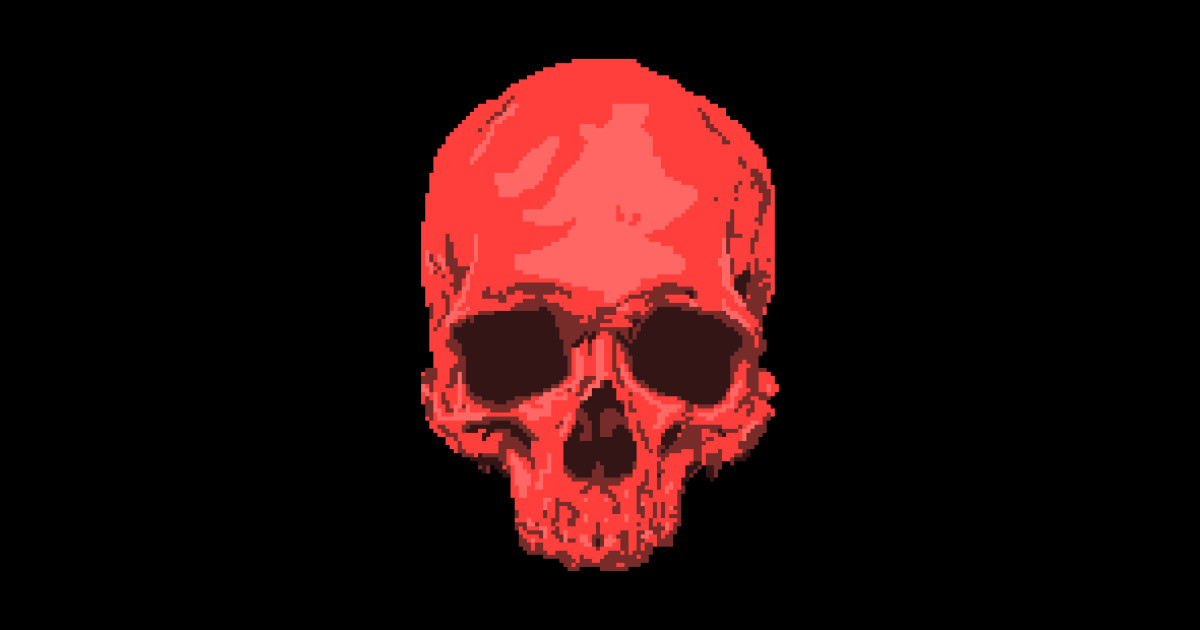 Red Pixelation Skull - Skull - Sticker | TeePublic