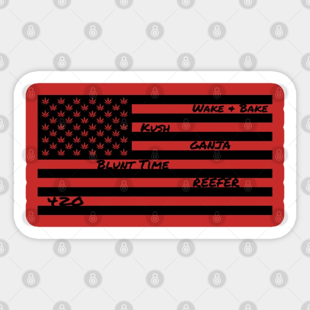 American Flag Merica Weed 420 - Merica - Sticker | TeePublic