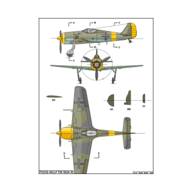 Focke-Wulf Fw 190 German WW2 Fighter Plane Diagrams Gift - Focke Wulf ...