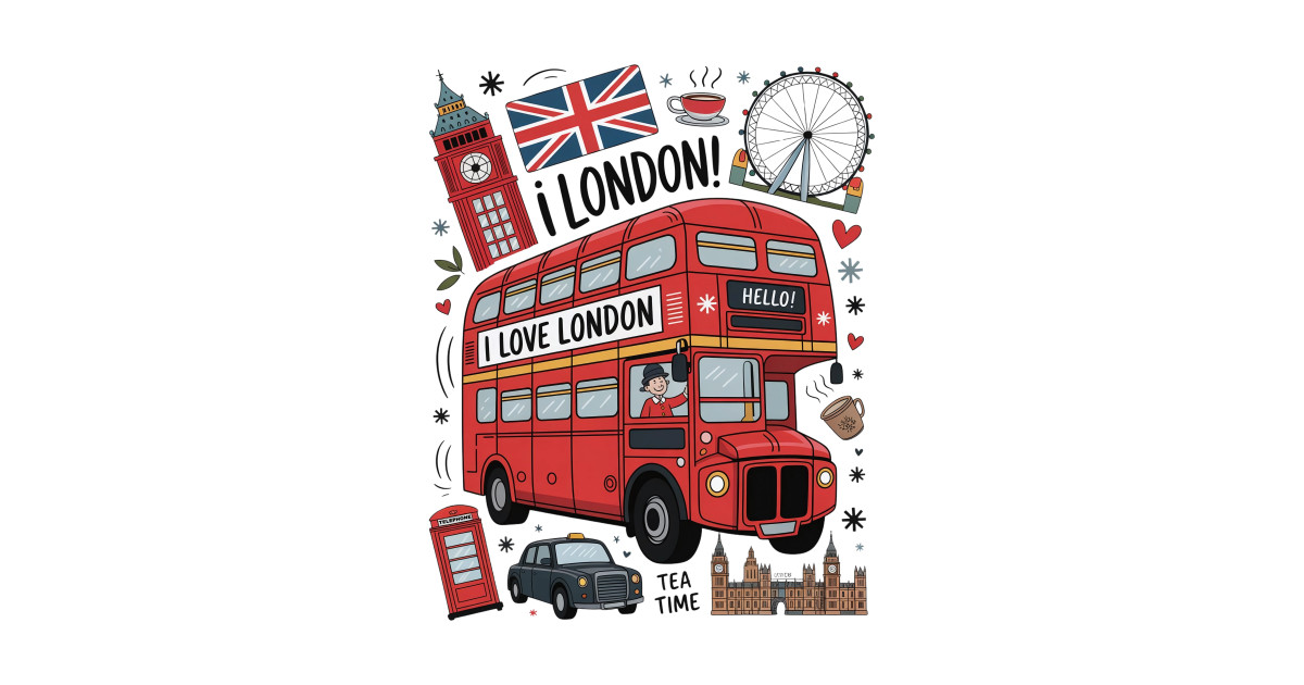 I Love London Souvenir Double Decker Bus - I Love London - T-Shirt ...