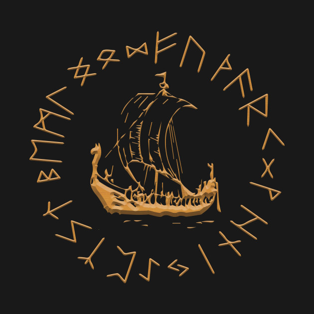 Vikings Longship and Norse Rune Wheel Pirate Viking Boat - Longship ...