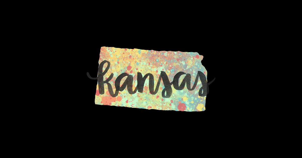 kansas - calligraphy and abstract state outline - Kansas - Sticker ...