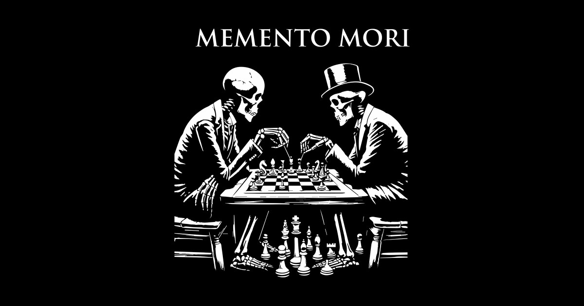 Memento Mori skeletons play chess - Memento Mori - Sticker | TeePublic