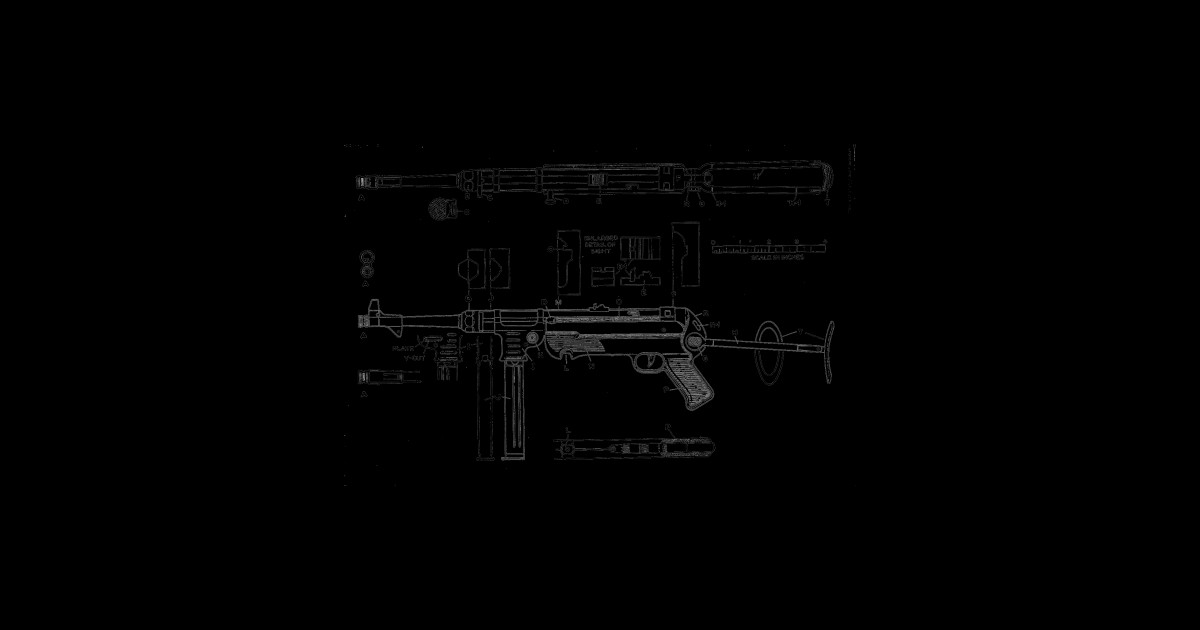 MP40 Submachine Gun Diagram (black) - Mp40 Submachine Gun - Sticker ...