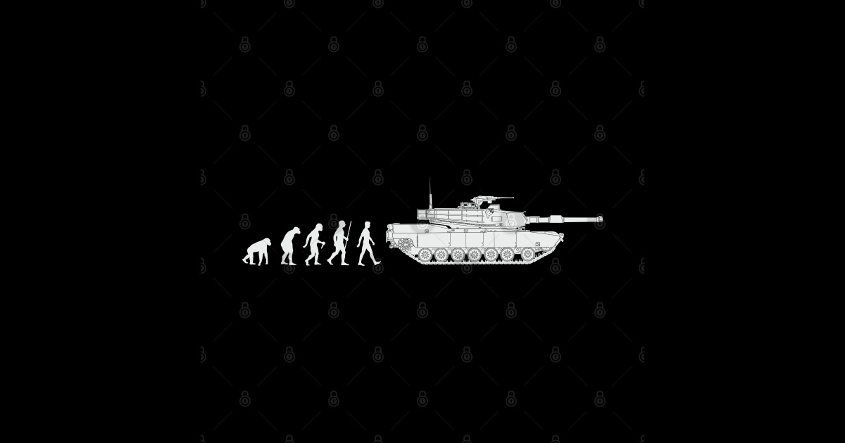 Humorous design Evolution and the M1 Abrams tank - Us Tank - Sticker ...