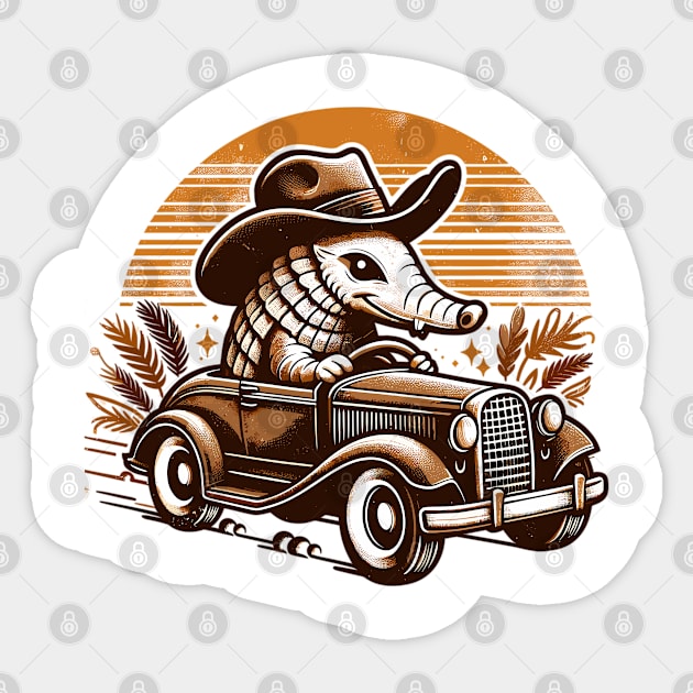 Armadillo driving car - Armadillo - Sticker | TeePublic
