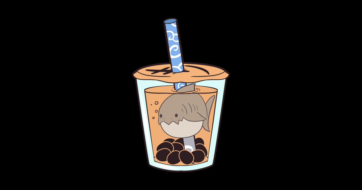 Thai Tea Boba Shark - Shark - Posters and Art Prints | TeePublic