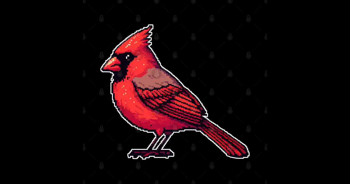 Cardinal Bird Pixel - Cardinal Bird - Sticker | TeePublic