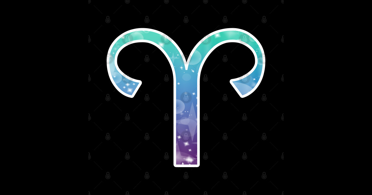 Aries Zodiac Symbol in Magical Mermaid Colors - Aries - Sticker | TeePublic