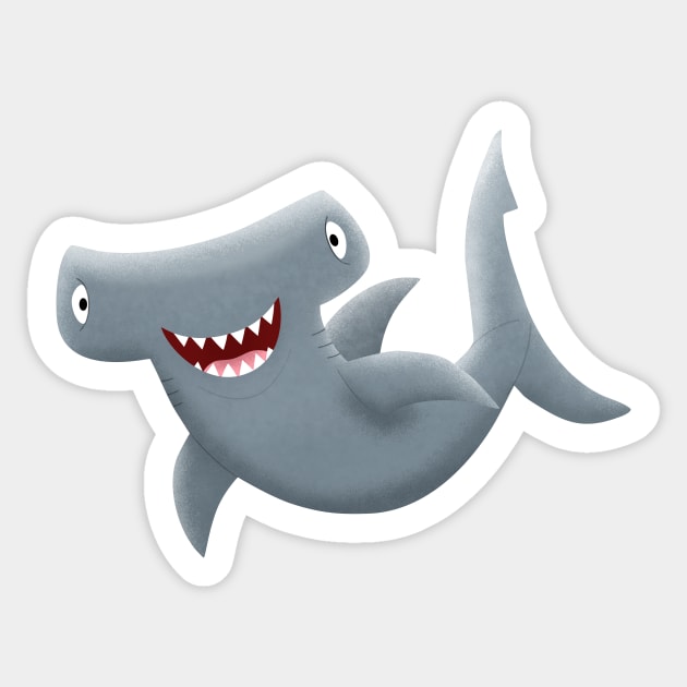 Funny cute hammerhead shark cartoon illustration - Hammerhead - Sticker ...