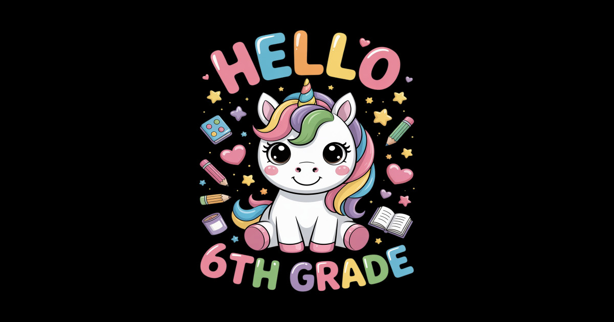 Hello 6th Grade First Day Of School Unicorn Teacher Girl - Hello 6th ...