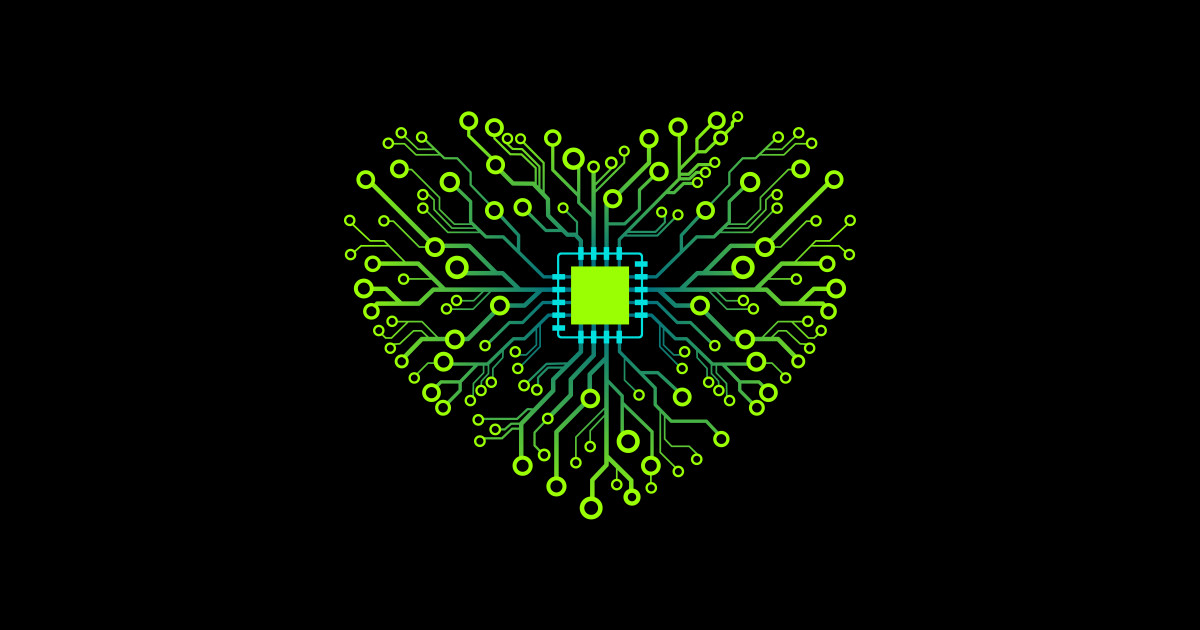Computer Core Processor CPU Heart GREEN - Cpu Heart - Sticker | TeePublic