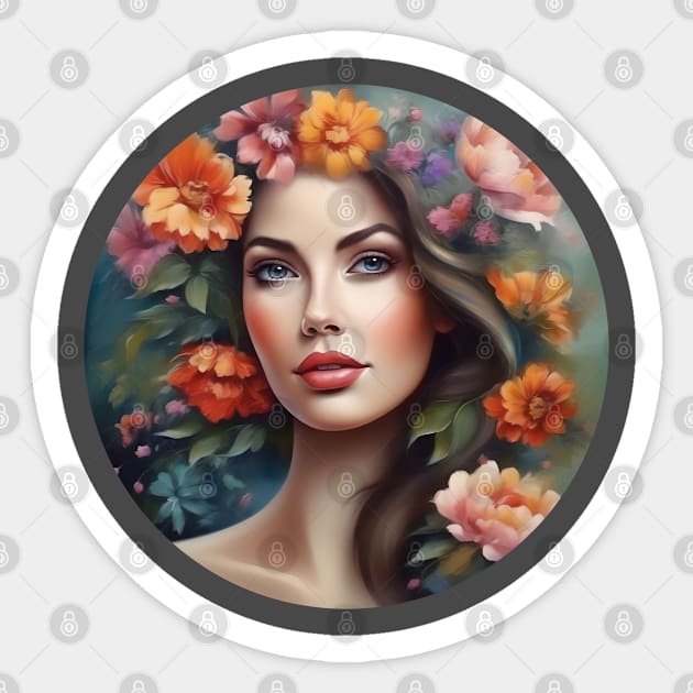 Floral Face - Floral Design - Sticker | TeePublic