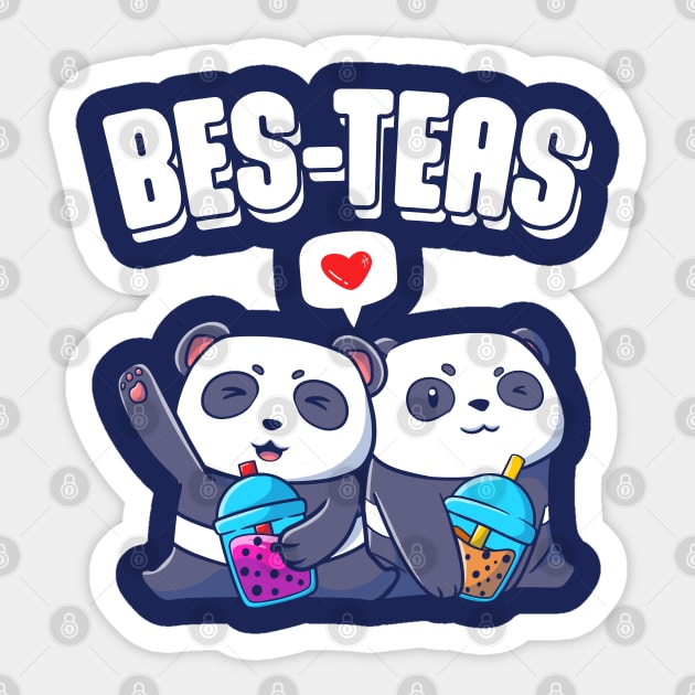 Bes-Teas Cute Kawaii Bubble Tea Panda Besties - Bubble Tea - Sticker ...