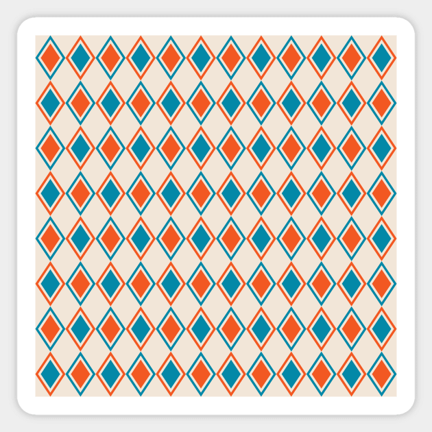Blue and Orange Harlequin Pattern - Geo - Sticker | TeePublic
