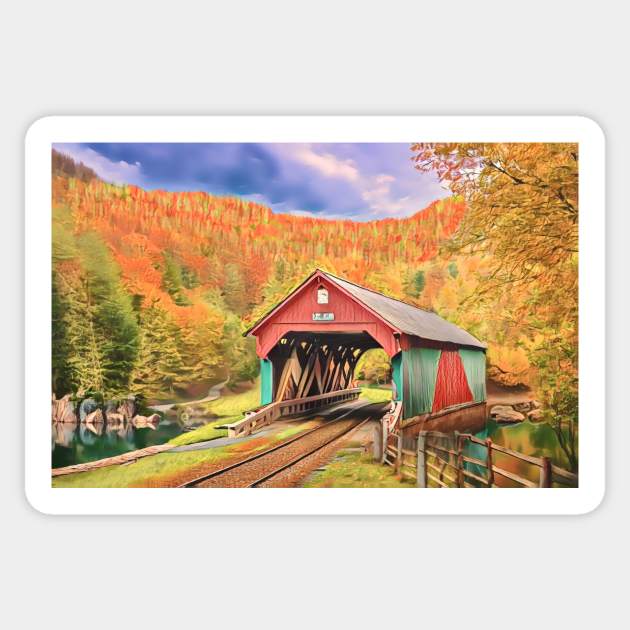 Covered Railroad Bridge - Covered Bridge - Sticker | TeePublic