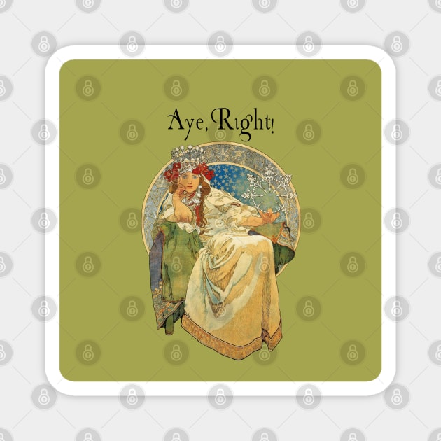 Aye, Right 2 - green background - Scotland - Magnet | TeePublic