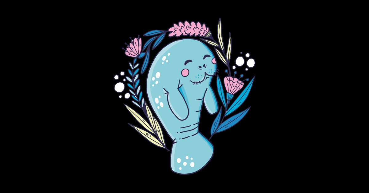 Happy Manatee / Sea Cow / Mermaid - Manatee - Sticker | TeePublic