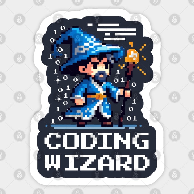 Coding Wizard Pixel Coder - Coder Humor - Sticker | TeePublic