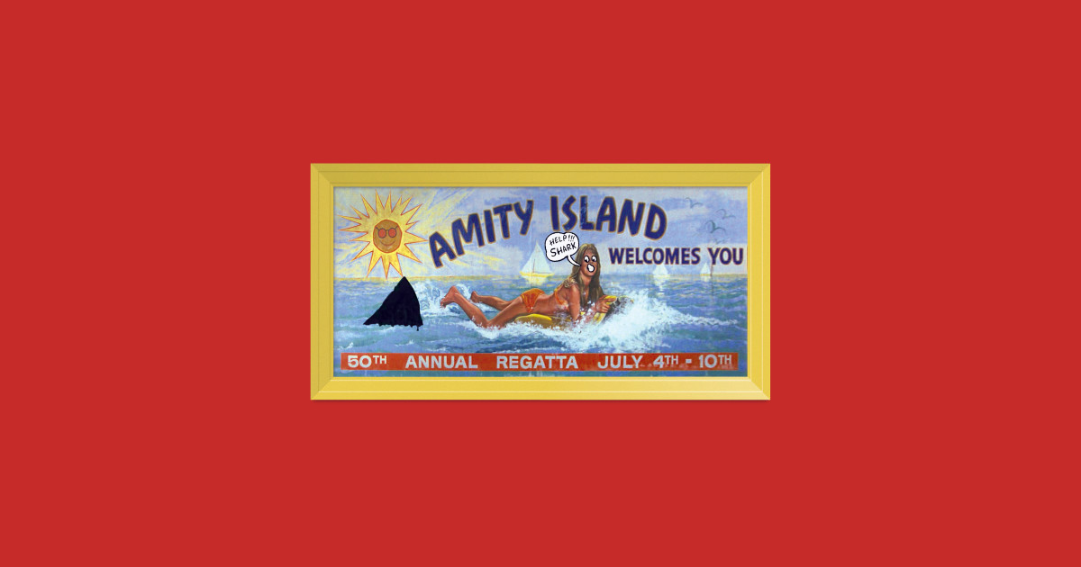 Jaws — Amity Billboard (with graffiti) - Jaws - T-Shirt | TeePublic
