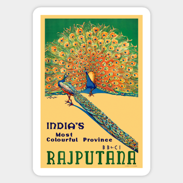 Rajputana India Vintage Travel Poster - India - Sticker | TeePublic