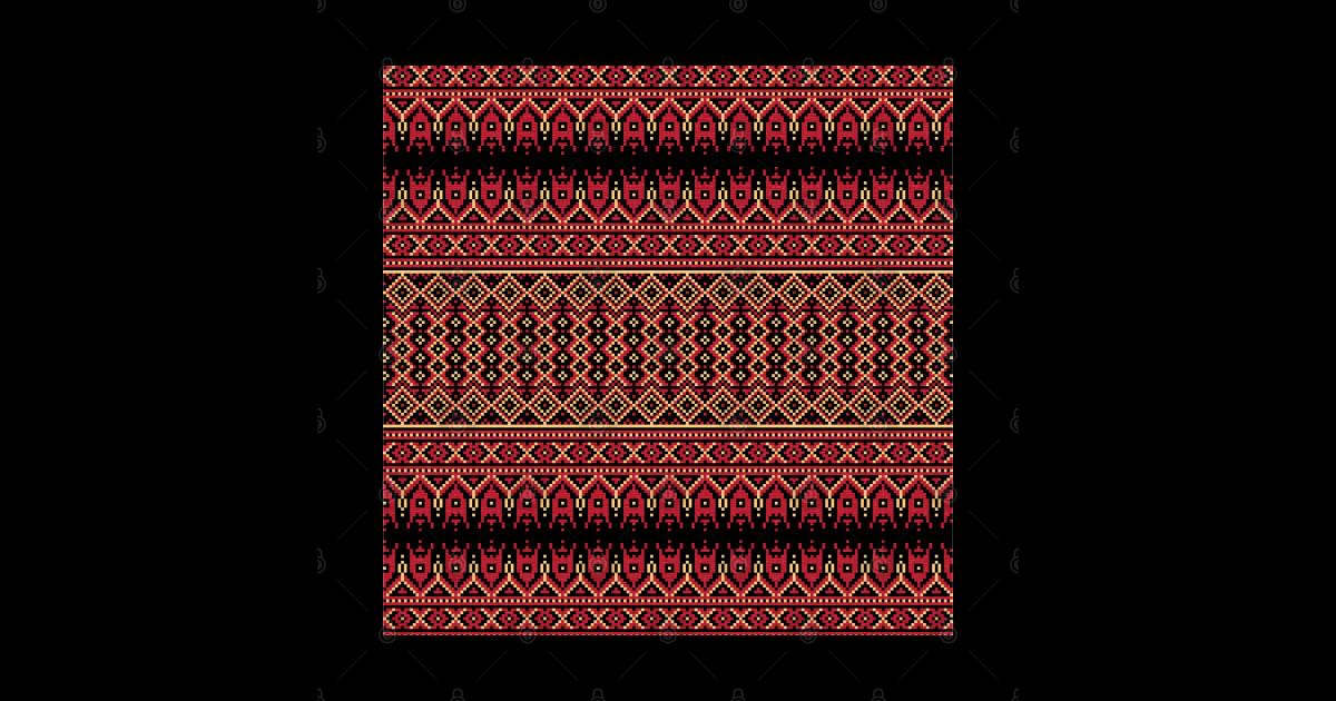 Ethnic Slavic pixel carpet texture #3 - Ethnic - Sticker | TeePublic