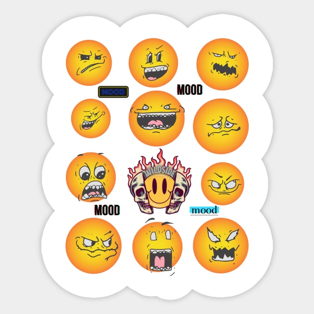 Funny mood faces - Faces Cartoon - Sticker | TeePublic