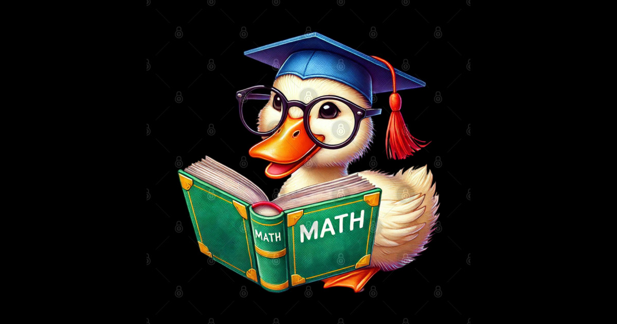 🦆 Duck Reading Math Book | Cute Studious Duck Illustration ...