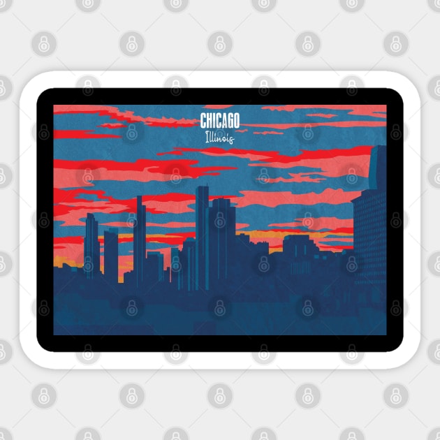 Chicago City Skyline - Chicago City Skyline - Sticker | TeePublic